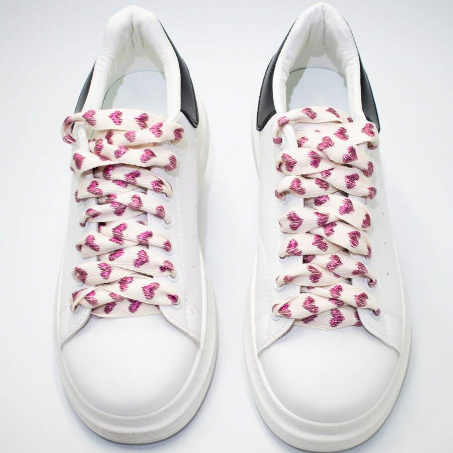 1 Pair Colorful Metallic Heart Shoelaces, Versatile & Cute Shoe Laces ...