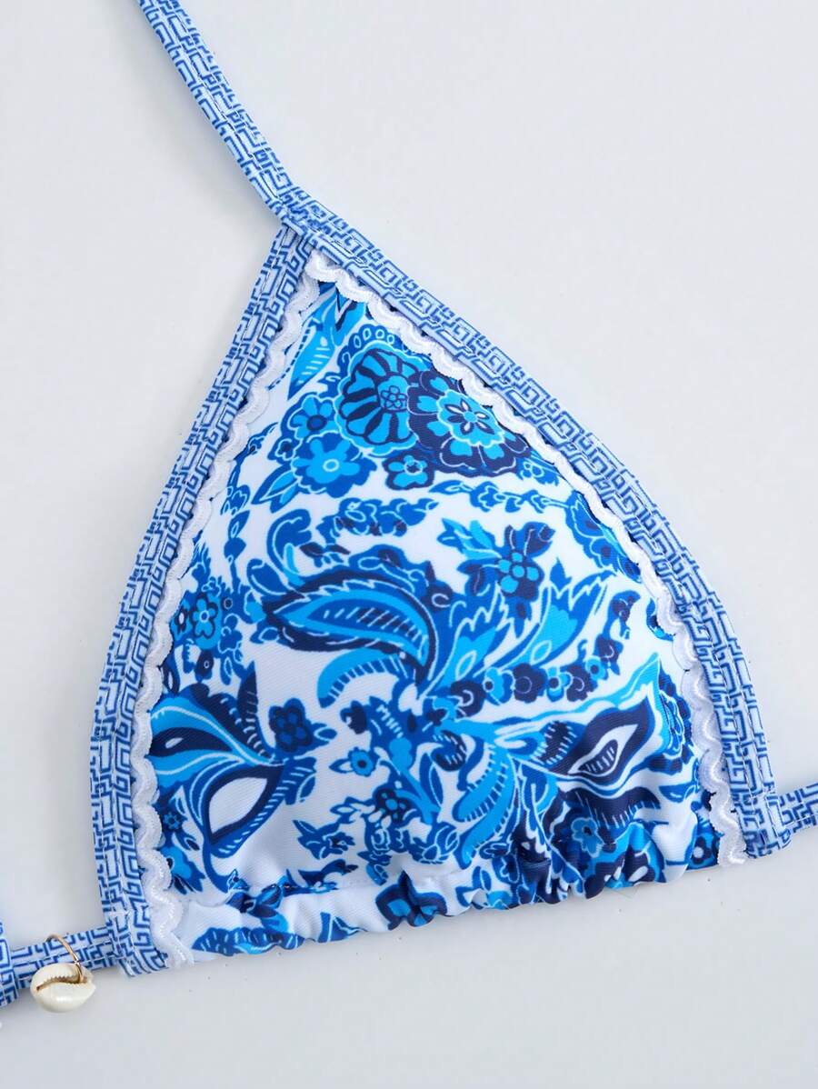 2025 New European And American Printed Swimwear Sexy Bikini Swimwear Beach Pool Party 3 Piece 
