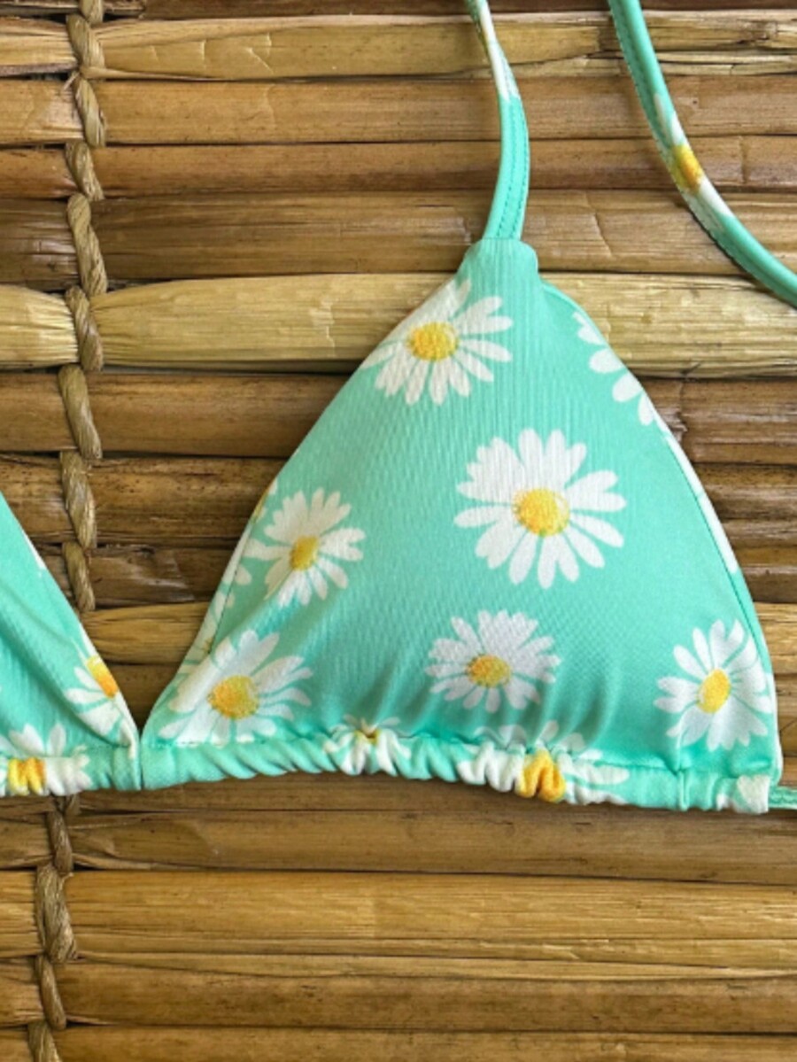 Women's Bikini Printed Triangle Top Thin Straps Top Removable Padded ...