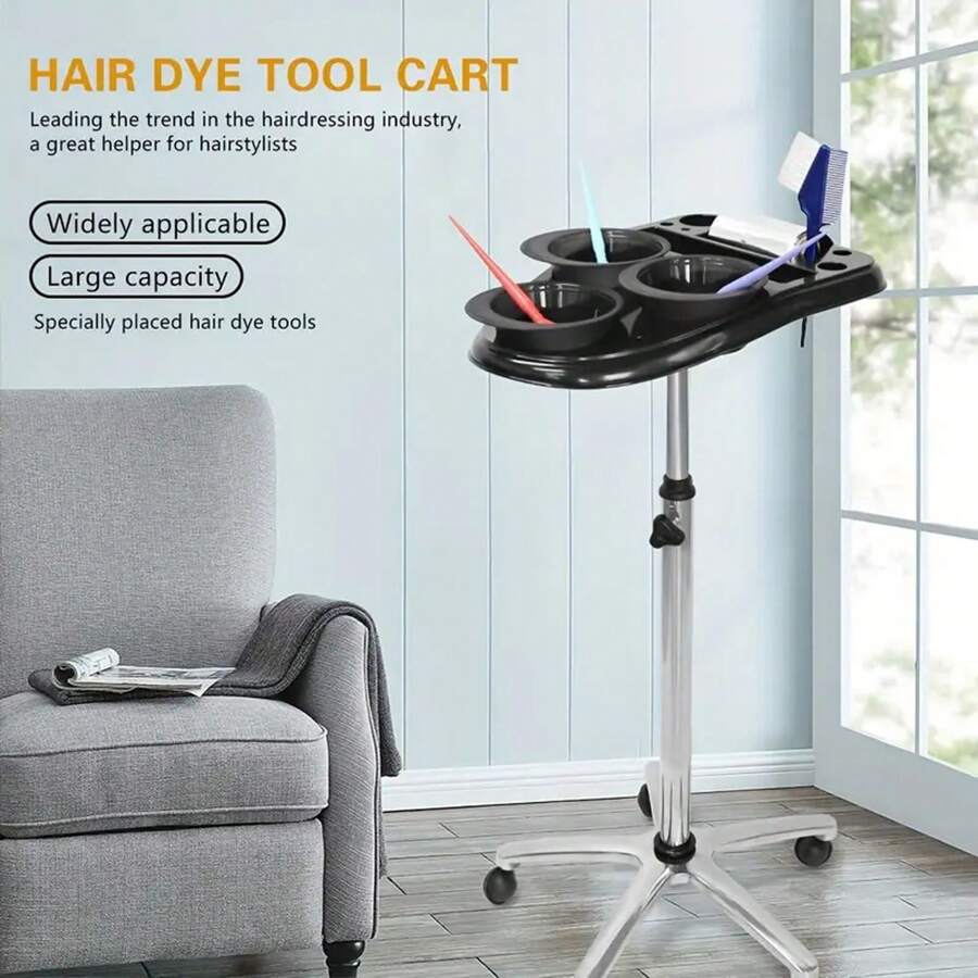 Salon Swivel Wheel Storage Cart, Adjustable Height Storage Rack For Spa ...