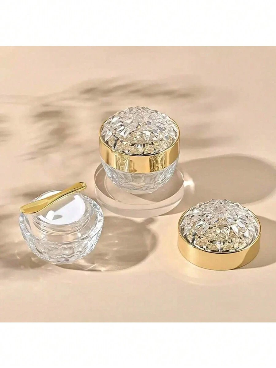 Glass Cream Bottle, Crystal Diamond Cream Jar, Cosmetic Jar, Diamond Cream Empty Bottle(50ml ...