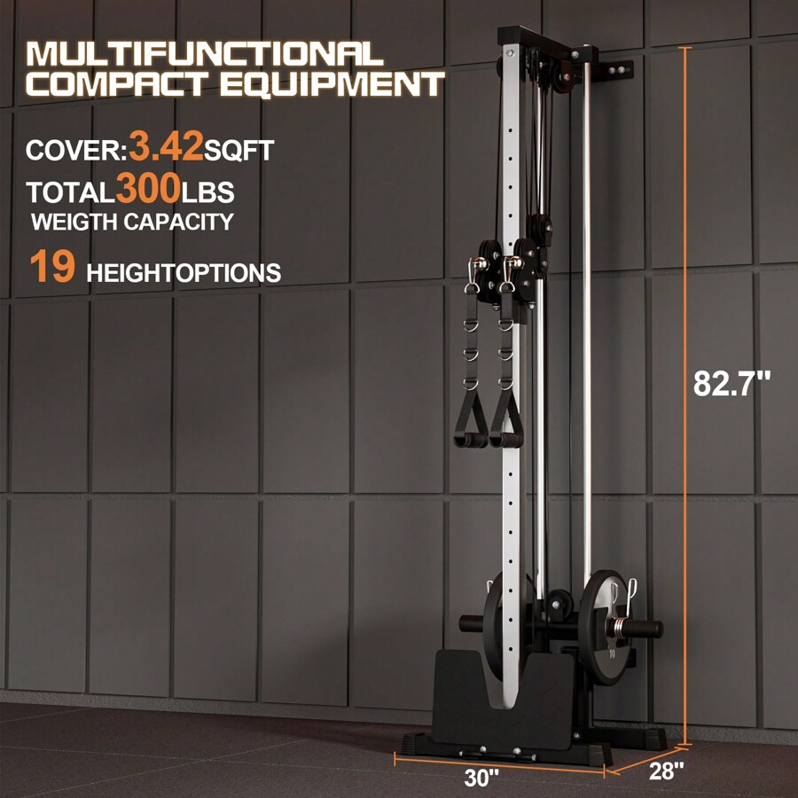 Wall Mount Cable Machine, Lat Pulldown Machines With 19 Positions Dual ...