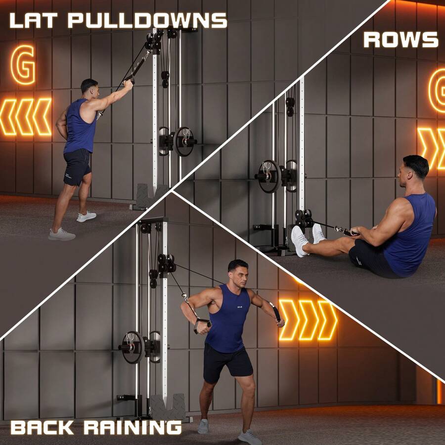 Wall Mount Cable Machine, Lat Pulldown Machines With 19 Positions Dual ...