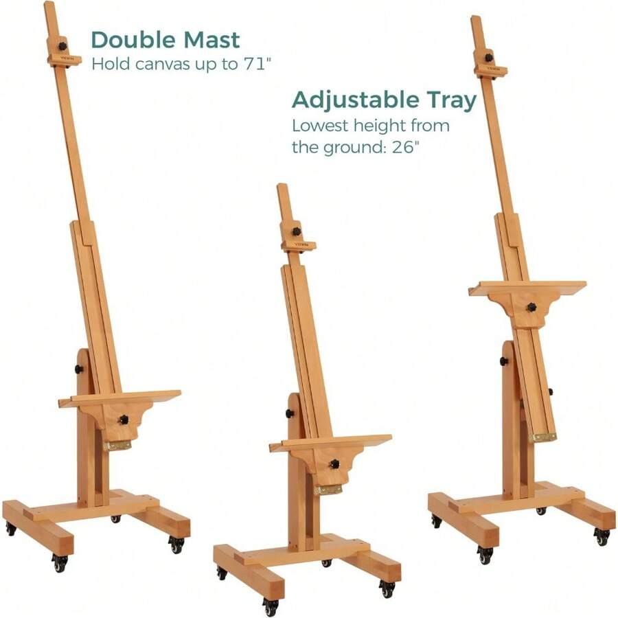 Extra-Large Studio Easel, Hold Canvas To 71", Tilts Flat, Adjustable ...