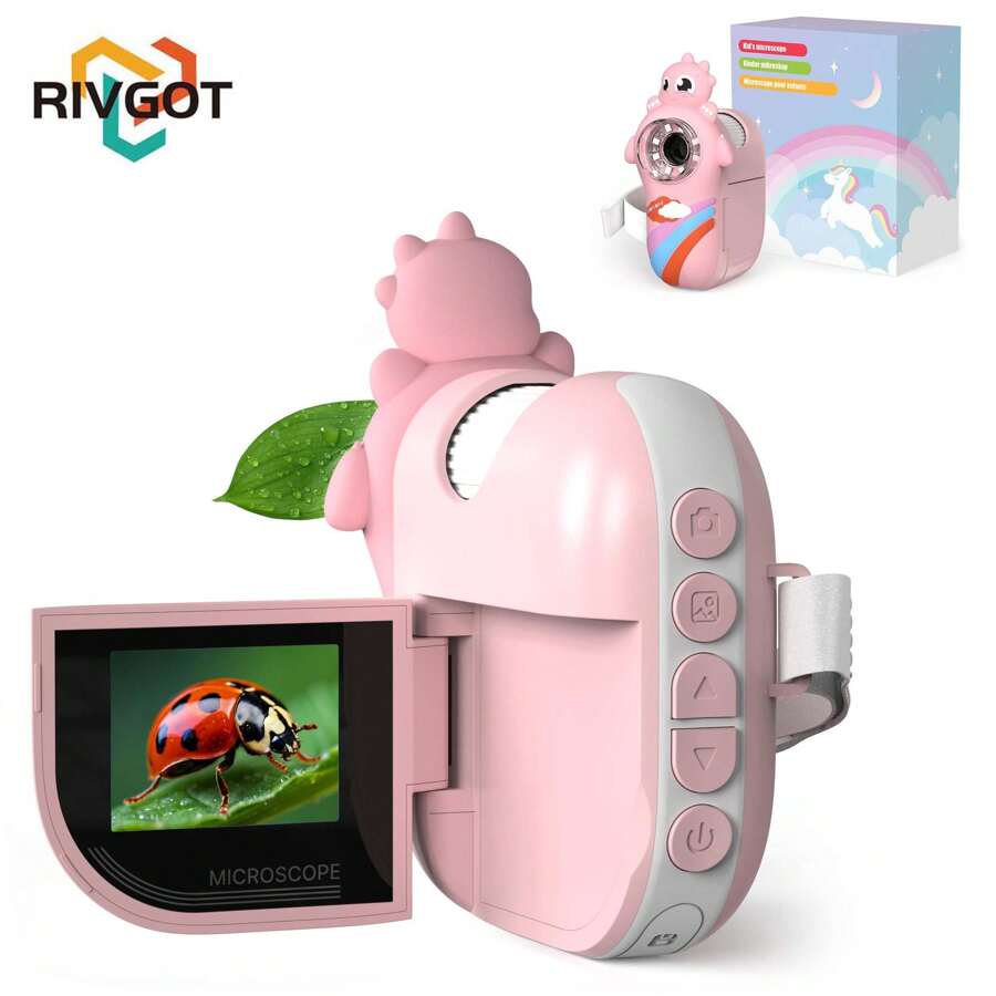 RIVGOT Children's Microscope, Cute Handheld Children's Microscope With ...