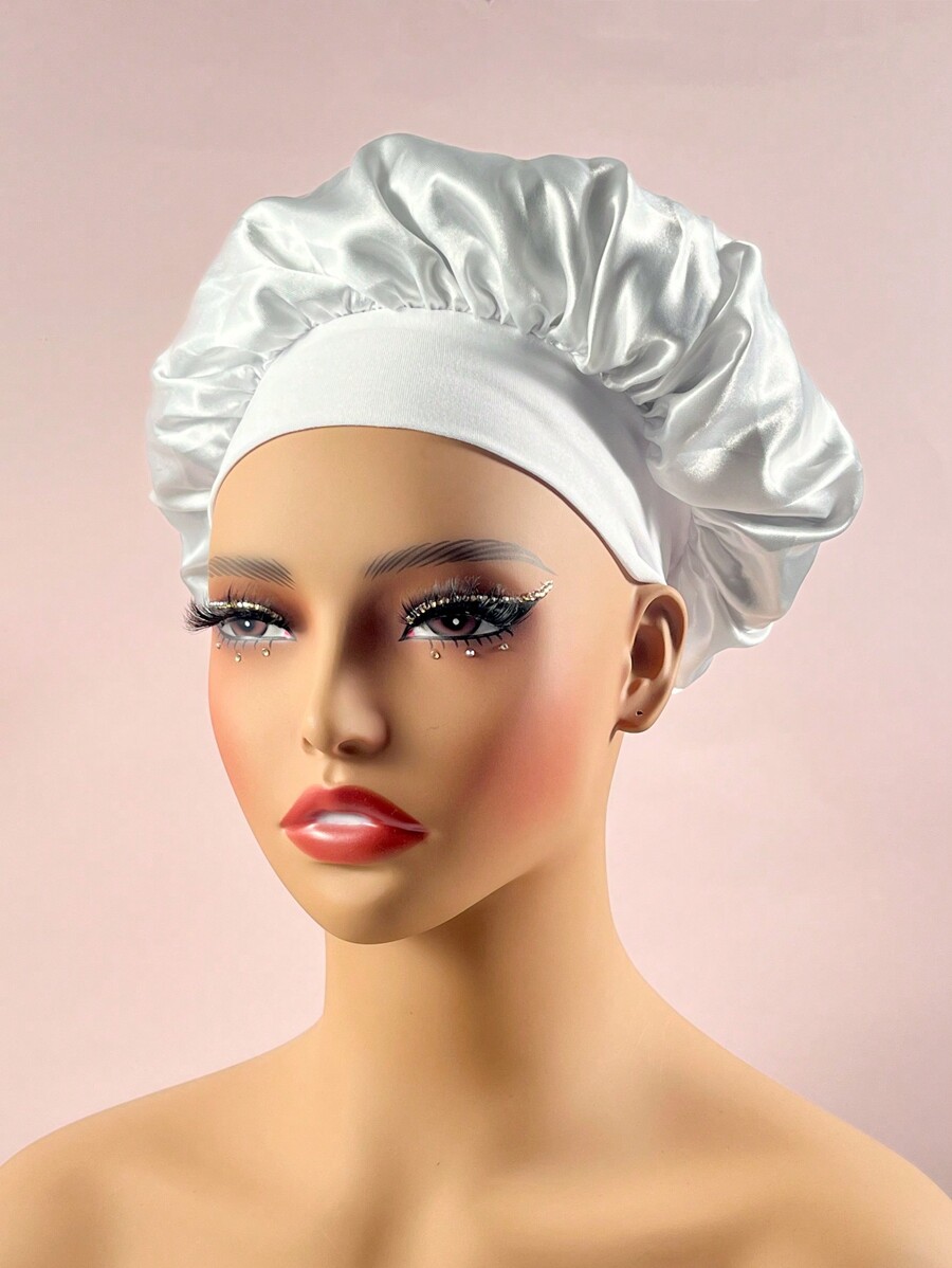 1pc Satin Wide Band High Elastic Headwear Sleeping Cap For Women Hair ...