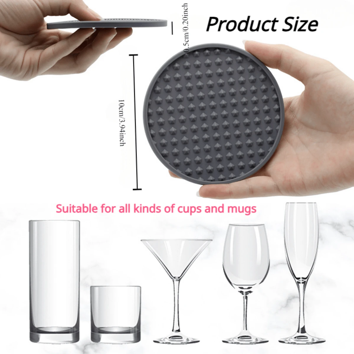 6pcs Silicone Drink Coasters - Non-Slip Cup Mats For Office Or Home ...