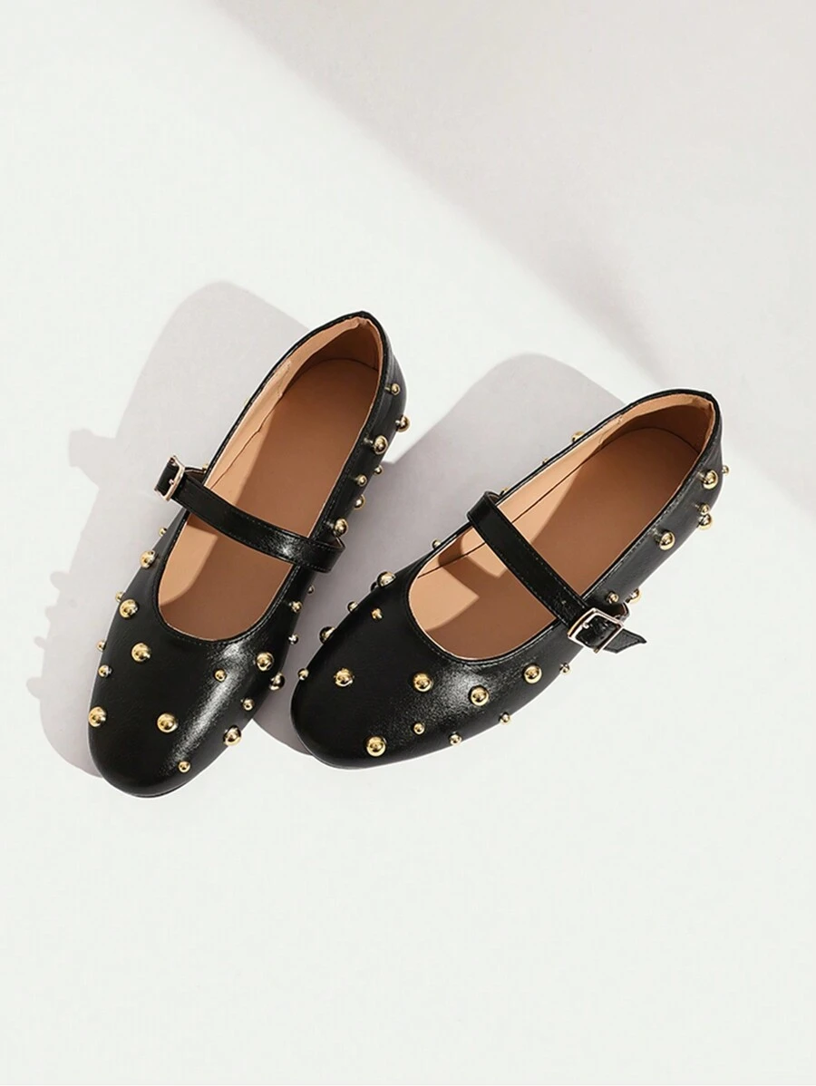 2025 Spring New Mary Jane Shoes For Women, Shallow Mouth Rivet Flat ...