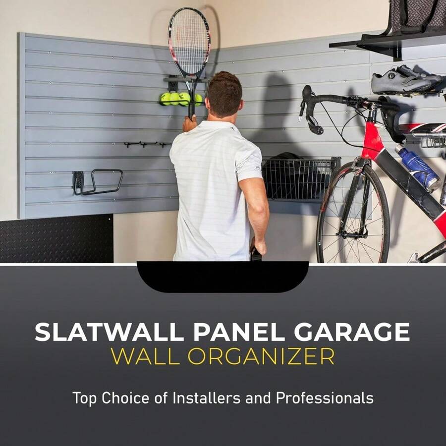 8'H X 4'W Slatwall Panel Garage Wall Organizer: Heavy Duty Wall Mounted ...