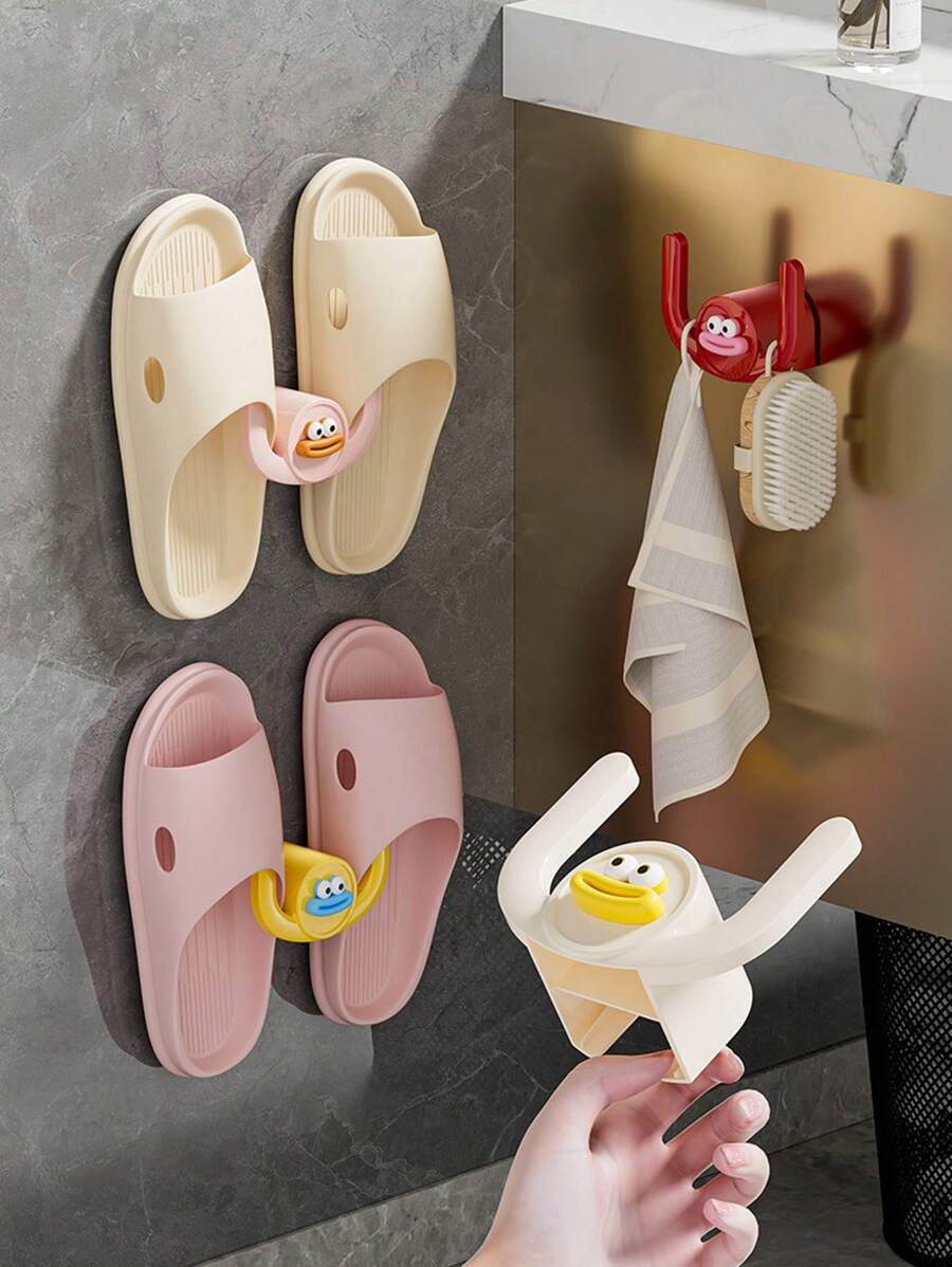 1PC Wall Mounted Slippers Rack, No Punch Slipper Rack Waterproof Space ...