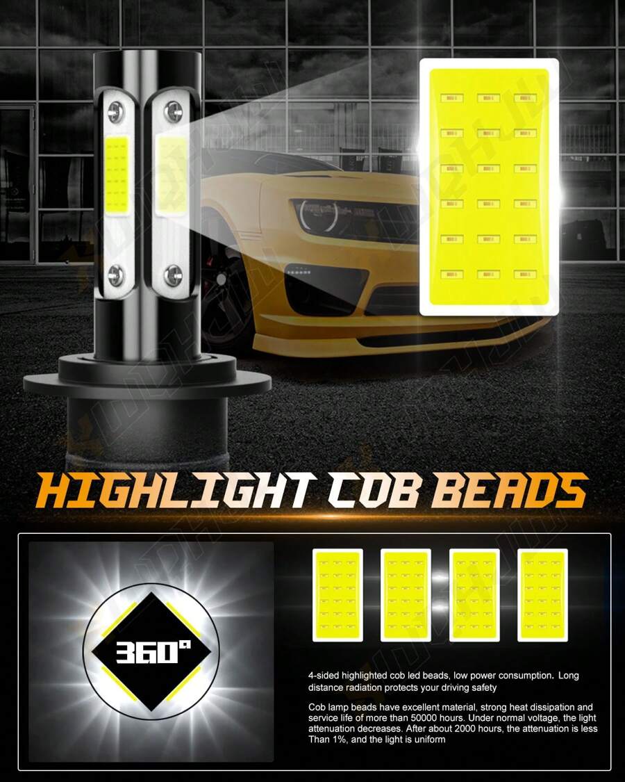 XWQHJW 2* Super Bright 6000K 10000LM IP67 Waterproof Cool White LED ...