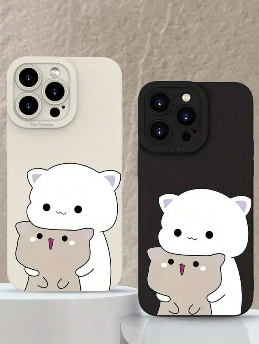 1 Pair Cartoon Bear Printed 2D Pattern Trendy & Cute Matching Couple ...