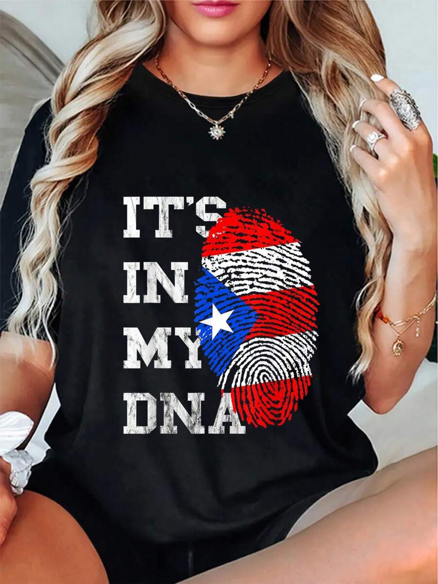 100% Cotton It's In My DNA Puerto Rico Flag Puerto Rican Roots Boricua ...