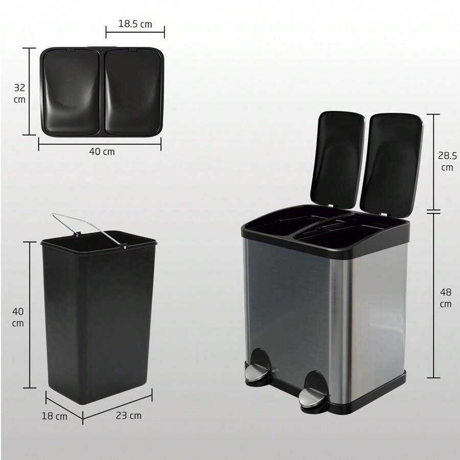 Amig - Double Recycling Bin With Pedals | Anti-Smudge Kitchen Bin ...
