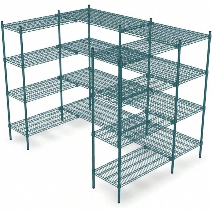 7' X 4 1/2' Walk-In 4-Tier Shelving Unit Kit With S-Hooks, Commercial ...