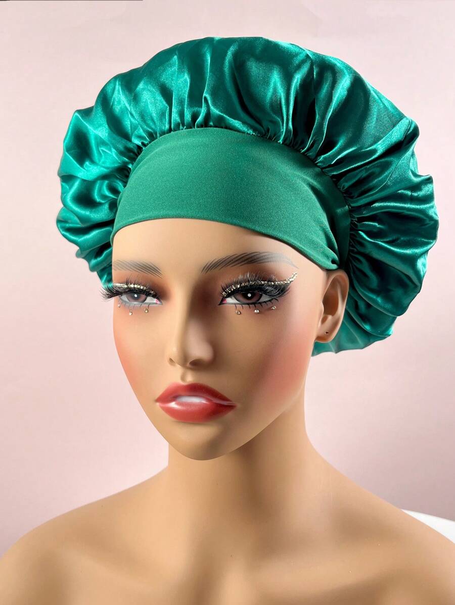 1pc Satin Wide Band High Elastic Headwear Sleeping Cap For Women Hair ...