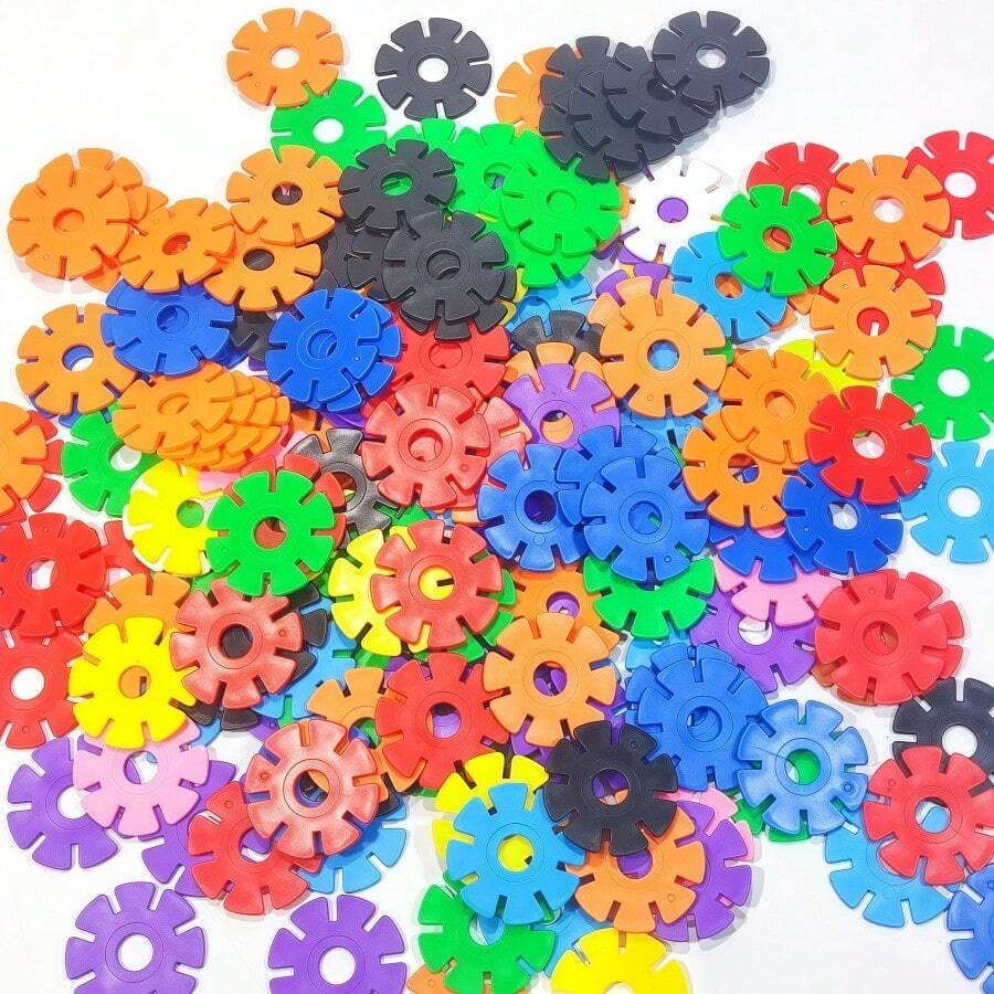 25pcs 250pcs Boxed Snowflake Building Block Set Rainbow Snow Flakes ...