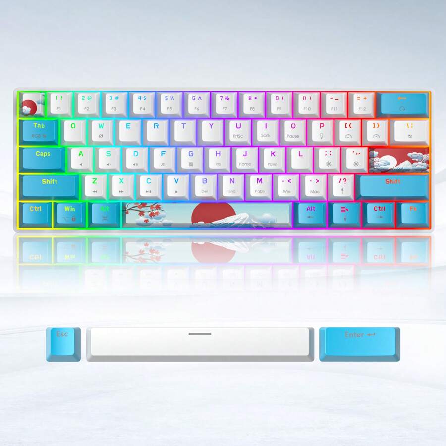 SURMEN Portable 60% Mechanical Gaming Keyboard,61 Keys Compact RGB LED ...