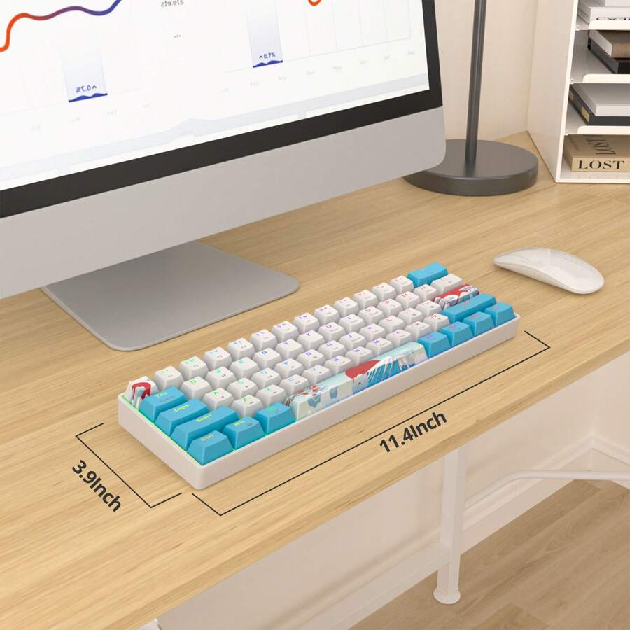 SURMEN Portable 60% Mechanical Gaming Keyboard,61 Keys Compact RGB LED ...