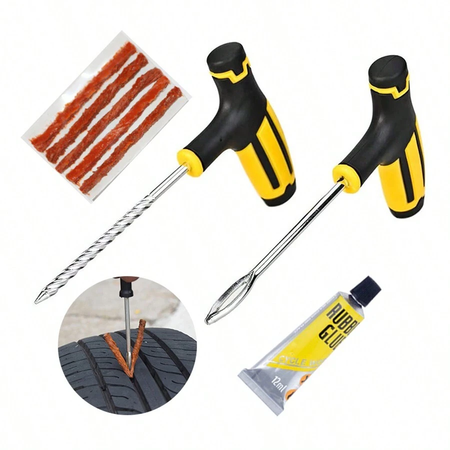 8pcs/Set Tire Puncture Repair Kit, Emergency Tubeless Tire Sealing Plug ...