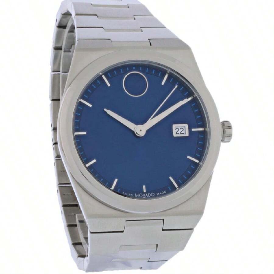 Movado Movado Bold Quest Series Mens Stainless Steel Blue Dial Quartz ...