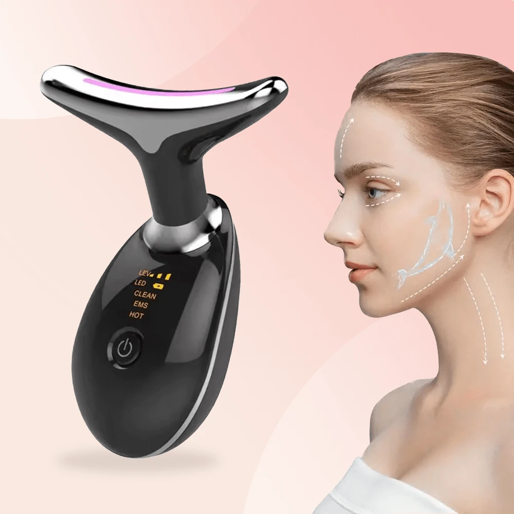 Masajeador de cara y cuello para uso en casa, masajeador facial, mejora la suavidad y el brillo ...