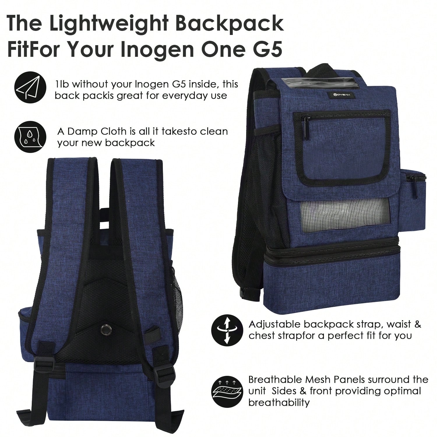 MOYEAH MOYEAH Portable Oxygen Concentrators Backpack Compatible With Inogen One G3 & G5, Inogen ...