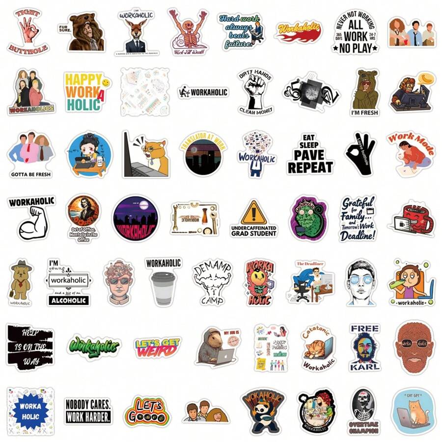 55pcs Workaholic Aesthetic Stickers Vinyl Color Stickers For Cups ...