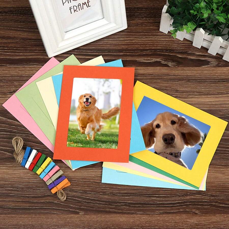 1 Set/21 Pcs Paper Photo Frame, 10pcs Kraft Hanging Picture Frames ...