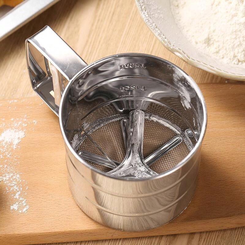 New Hand-Held Flour Sifter, Semi-Automatic Stainless Steel Powder Sugar ... New Hand-Held Flour Sifter, Semi-Automatic Stainless Steel Powder Sugar ...