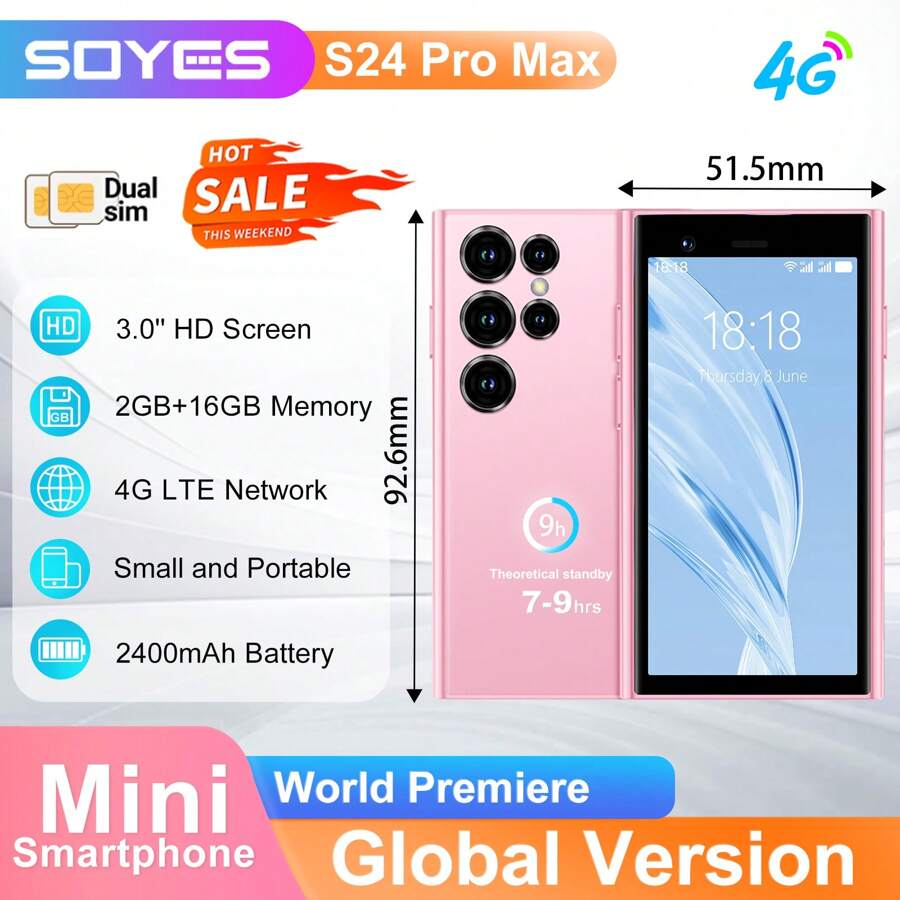 Nuevo SOYES S24 Pro Max Mini 2025 4G LTE Smartphone de Negocios Mini 3.0 Pulgadas de pantalla ...