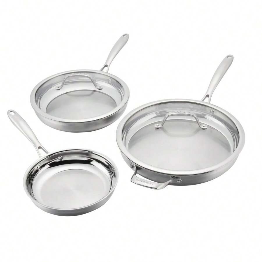 Cuisinart Tri-Ply Clad Stainless Steel 5 Piece Skillet Set | SHEIN UK