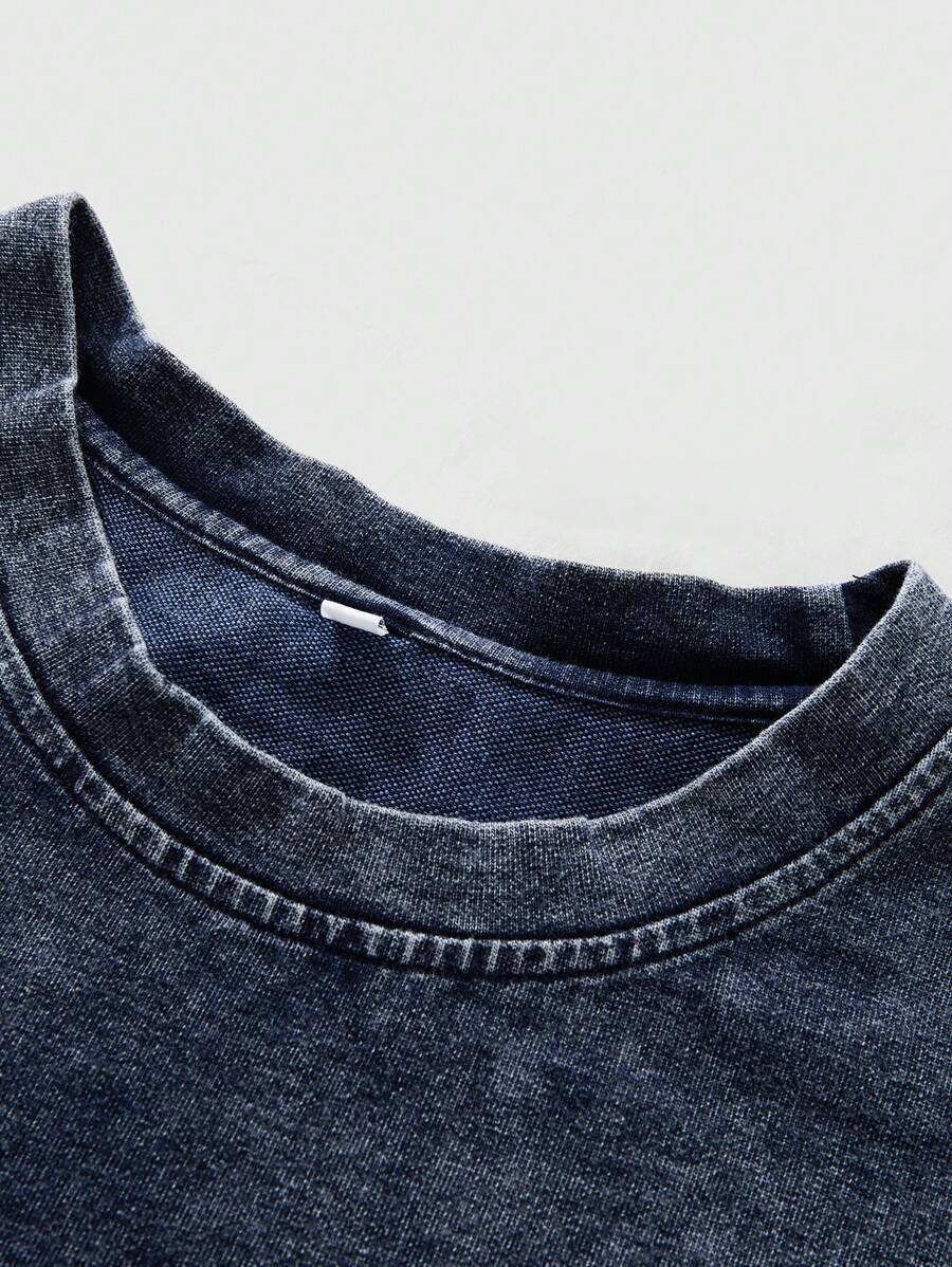 Men's Retro VINTAGE High Quality Traceable Cotton Washed Round Neck ...