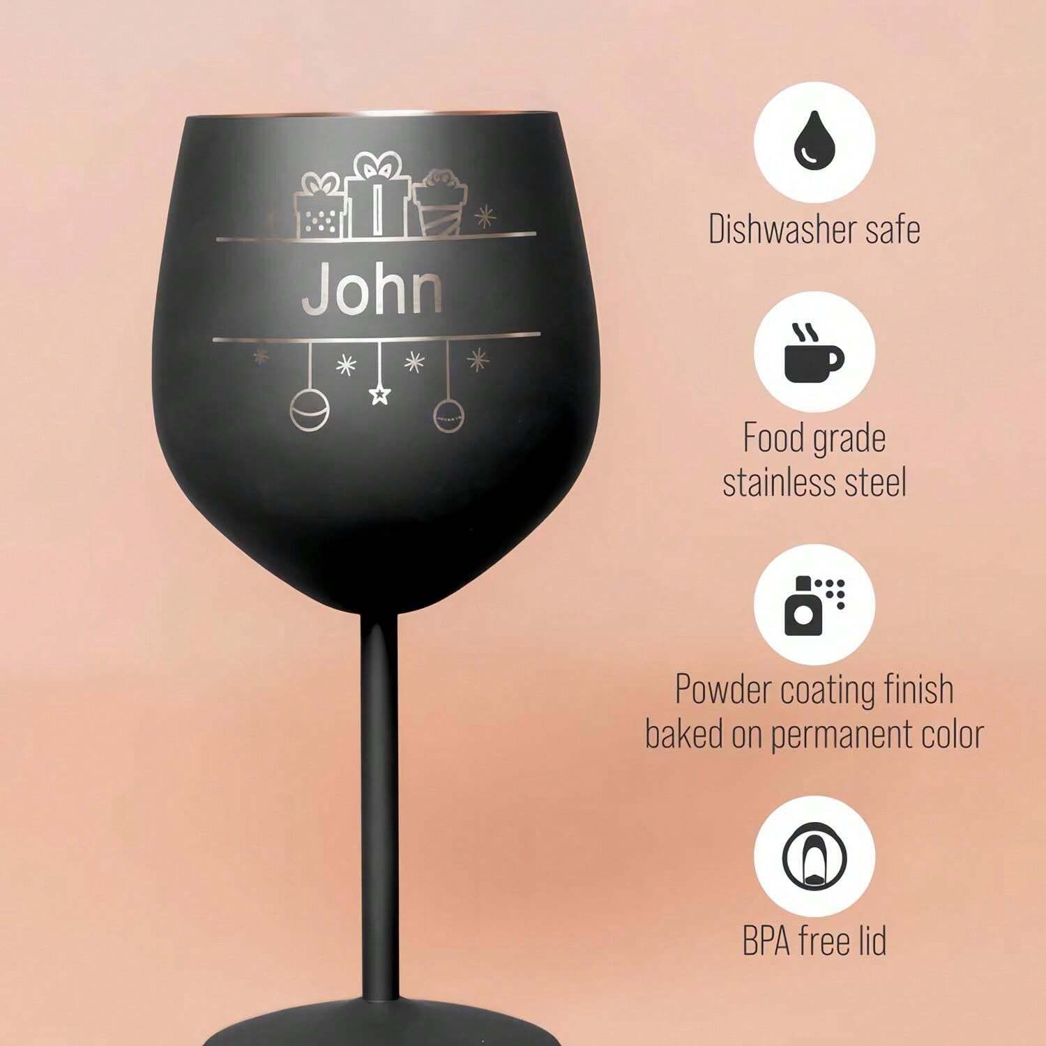 Custom Christmas Stainless Steel Goblet Wine Glass, Personalized 18oz ...