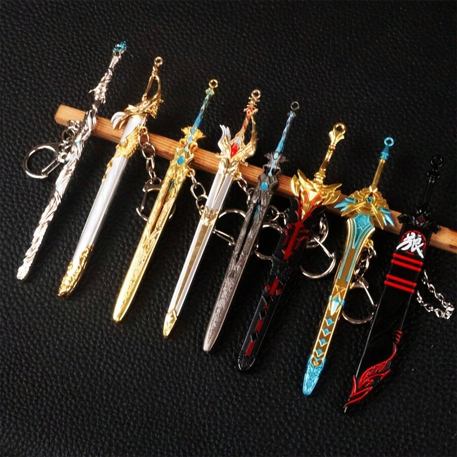 1pc Metal Sword Mini Weapon Pendant Key Chain, Decorative Ancient Metal ...