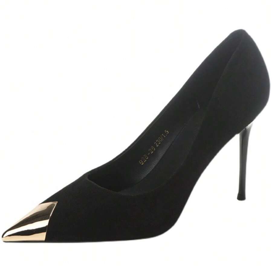 Chaussures françaises noires à talons hauts pour femmes, nouveau design ...