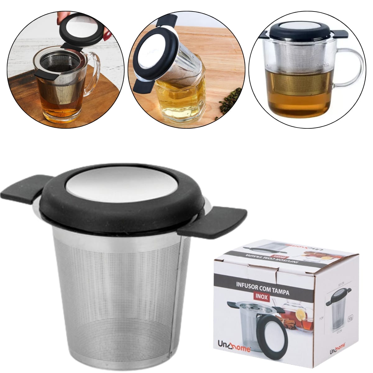 Tea Infuser Strainer With Lid Herbal Sieve Stainless Steel Basket Shape ...