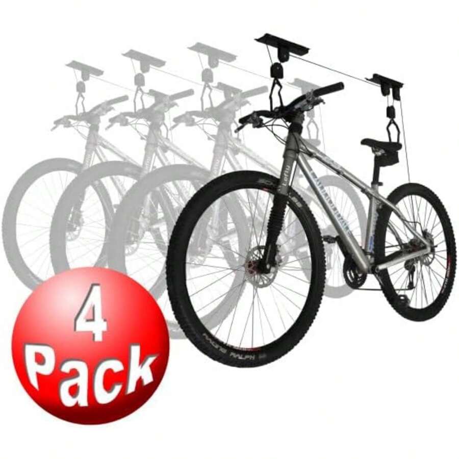 Bike Hoists - Overhead Pulley System With 100 Lb Capacity For Bicycles ...