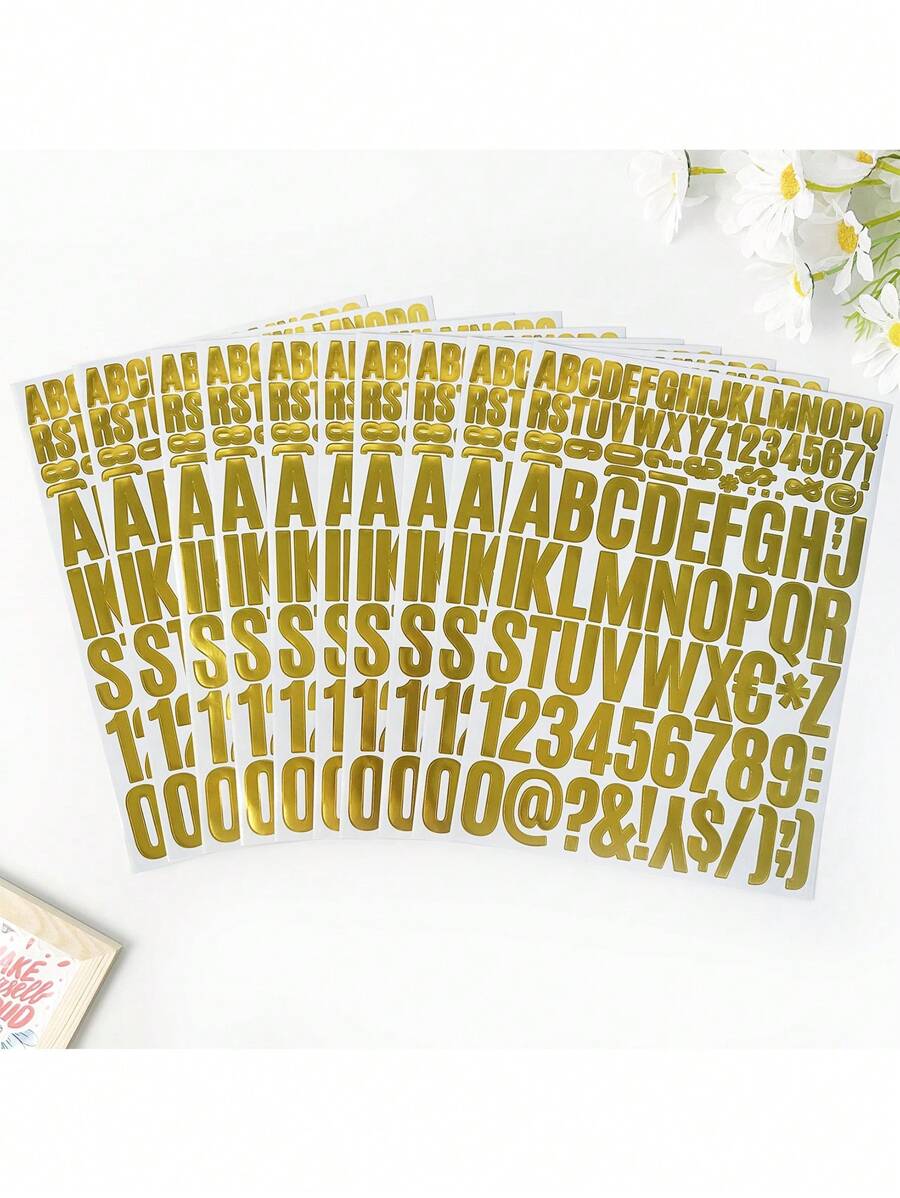 10pcs/Pack Metallic Gold Alphabet Letter Stickers, DIY Waterproof Self ...