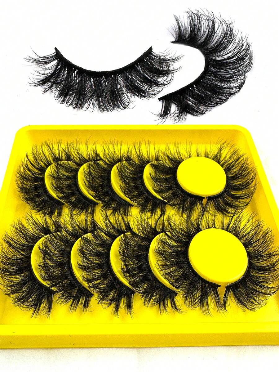6 Pairs Thick Long False Eyelashes, Dramatic 3D Faux Mink False Lashes ...