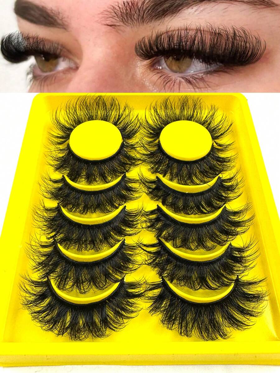 6 Pairs Thick Long False Eyelashes, Dramatic 3D Faux Mink False Lashes ...