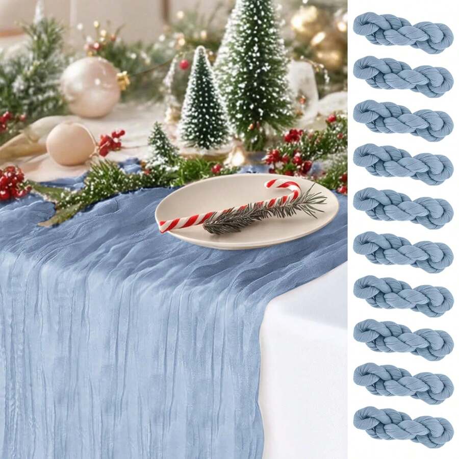 10pcs/Set Cheese Cloth Table Runner, Jogger Muslin Boho Wedding Table ...