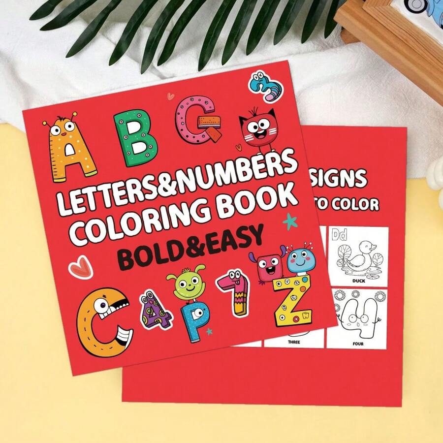 Simple & Big Coloring Book For Toddler, Letters & Numbers, Cars And ...