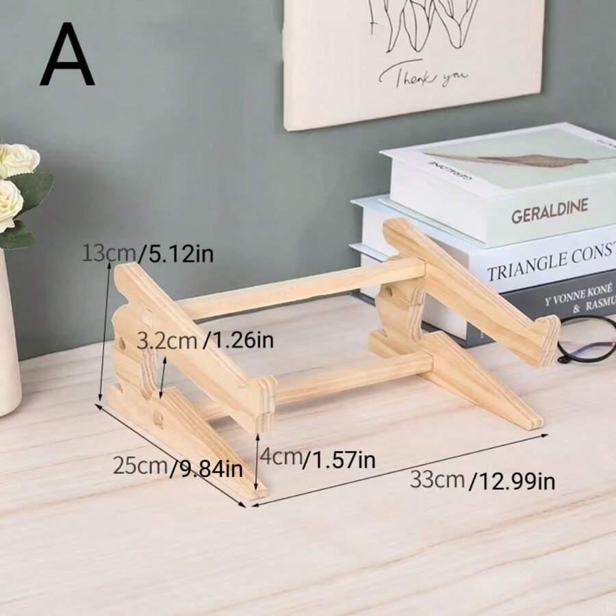 Wooden Simple Dual-Use Laptop Stand, Vertical Riser Cooling Pad, Desk ...