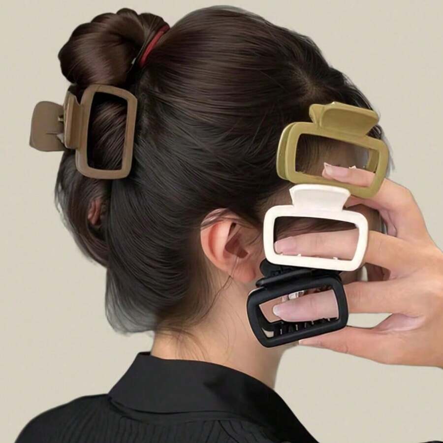 1pc Simple Square Small Clip Fashion Full Back Hair Clip, Elegant Lady ...