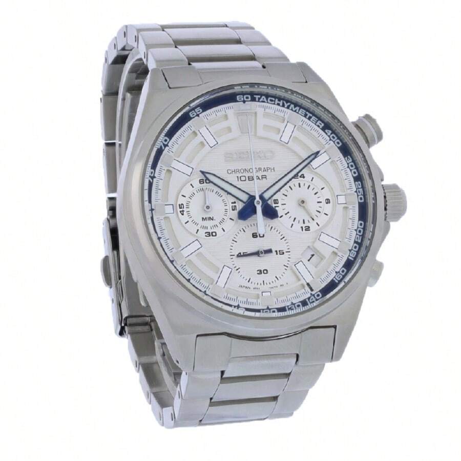 Seiko 140Th Anniversary Mens White Dial Chronograph Quartz Watch Ssb395 ...