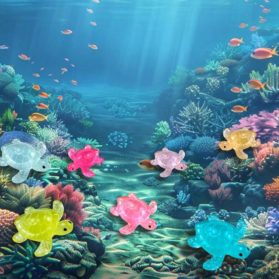 20/30 Mini Resin Turtle Statues Glowing Mini Resin Animals Micro Ocean ...