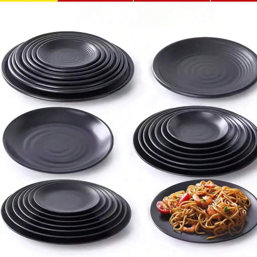 Black Plastic Serving Tray, Self-Service Platter, Bone Dish, BBQ Plate ...