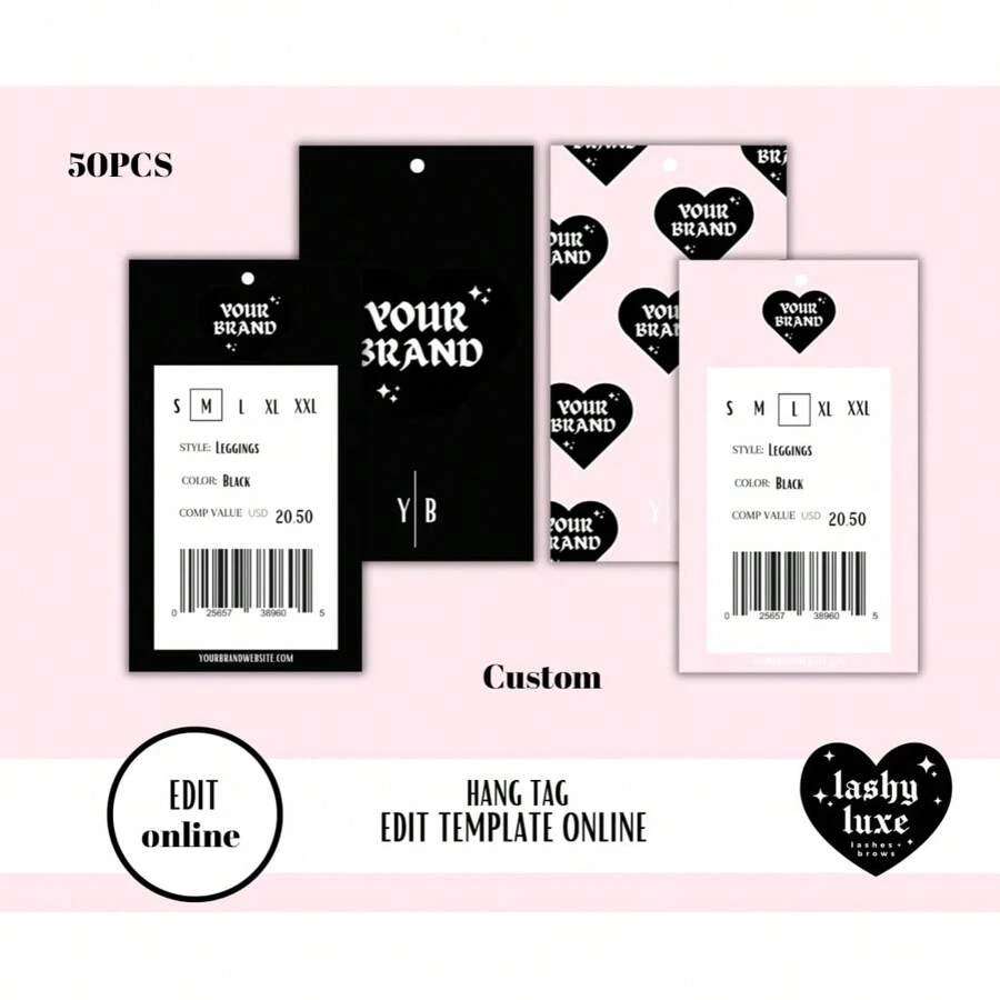 Custom 50 PCS 2x3.5 Inches Paper Hang Tags With White/Black Nylon ...