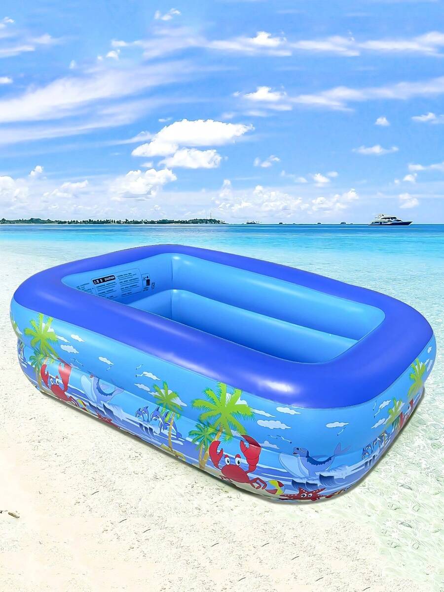 1pc Inflatable Printed Ocean Swimming Pool, Family Swimming Pool For ...